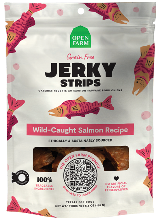 Wild-Caught Salmon Jerky Treats for Dogs | Jerky Strips | Open Farm