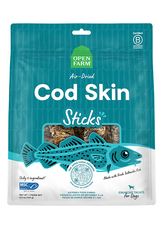 Icelandic Air-Dried Cod Skins Dog Treat Sticks – Open Farm